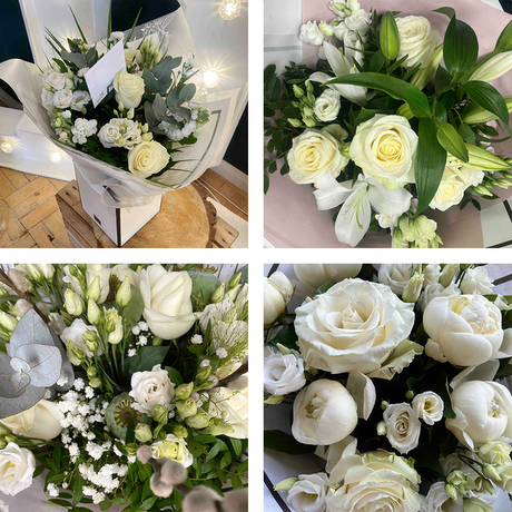 White flowers in bouquets store